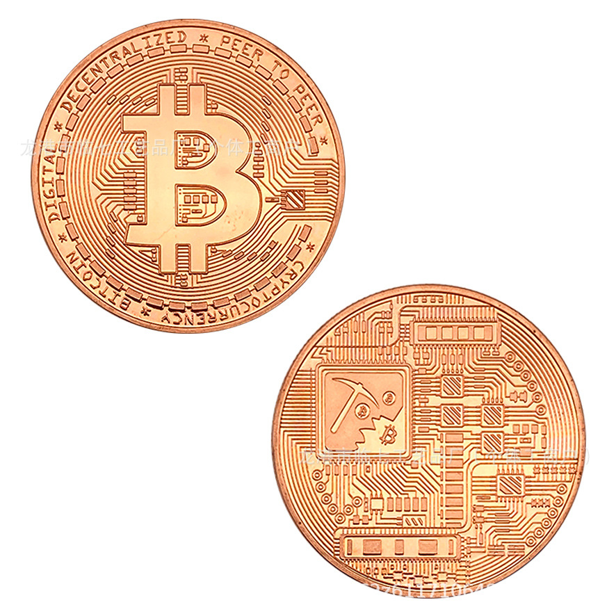 Physical Bitcoin Commemorative Coin Gold Color Cryptocurrency BTC ...