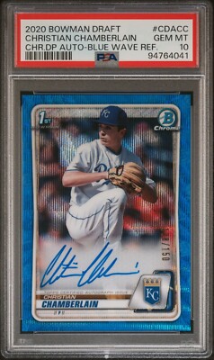 Christian Chamberlain - 2020 Bowman Draft Chrome Autograph Blue Wave ...