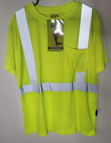 NWT GSS High Visibility Yellow T-Shirt Safety WORKWEAR Reflective Large ...