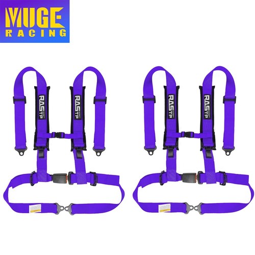 2X Universal Purple Racing Seat Belts 4 Point Safety Harness For ATV ...