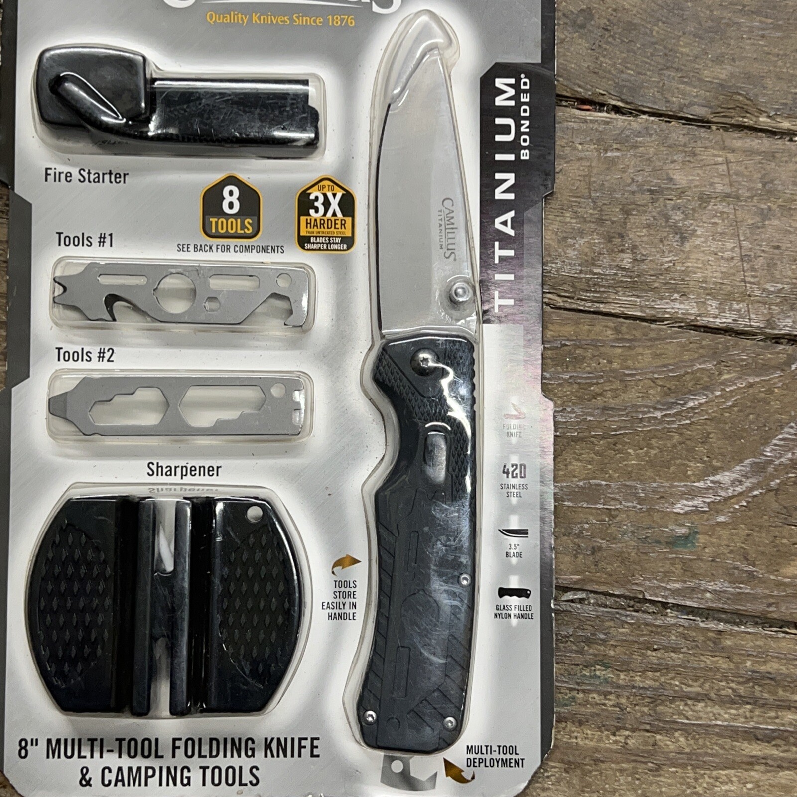 Camillus 8” multi-tool folding knife & camping tools 5 tools Set for ...