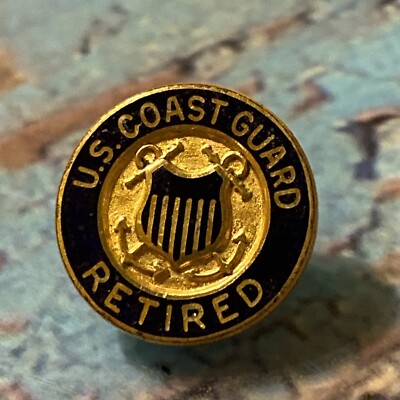 US COAST GUARD RETIREMENT ENAMEL LAPEL PIN P12637 GOLD TONED CLUTCH ...