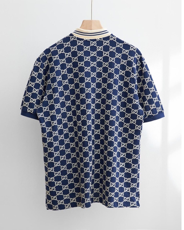 Gucci Men’s Blue Polo Shirt Embroidered GG Motif Size: S, M, L, XL | eBay