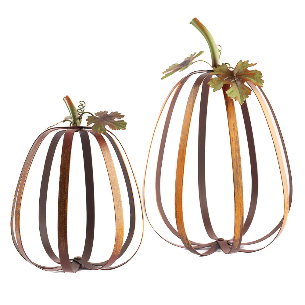 Set of 2 Metal Collapsible Decorative Autumn Pumpkins | eBay