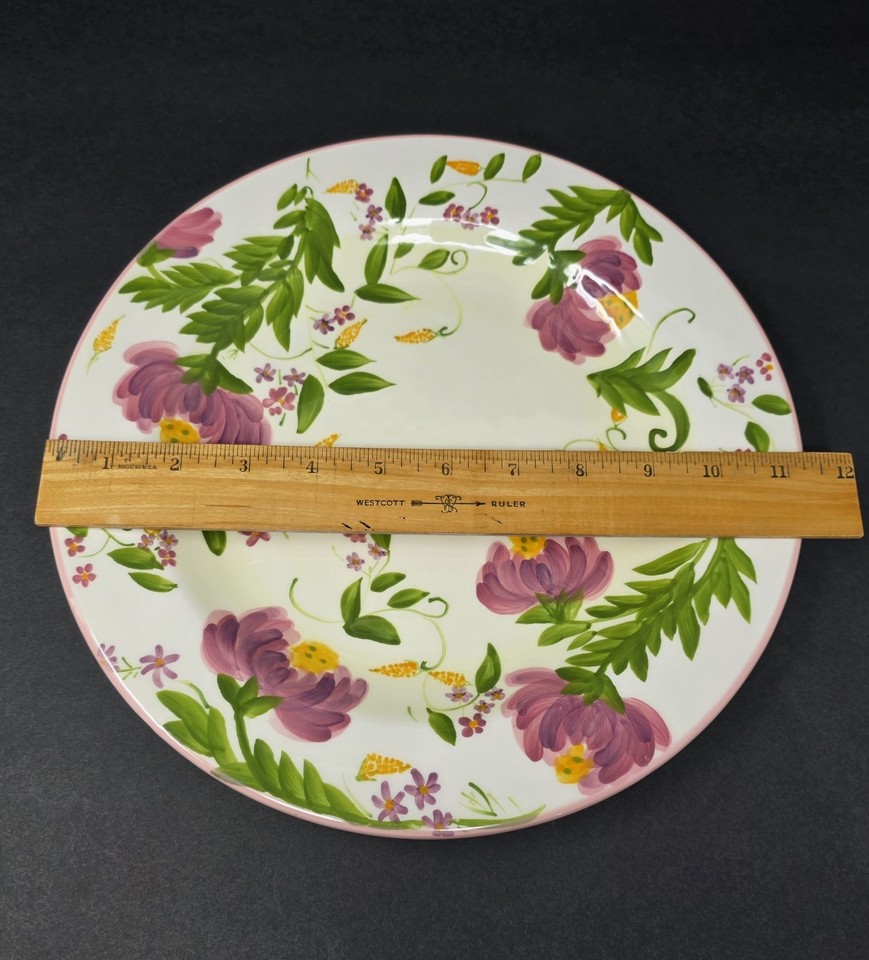 Set Of 4 Paula Dean Handpainted Peony Patch 11-1/4" Dinner Plates | eBay