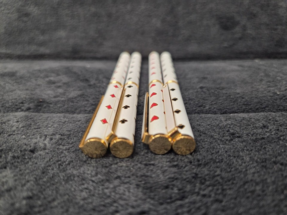 Set of 4 Bridge Pens Playing Cards Suits Hearts,Diamonds,Clubs & Spades ...