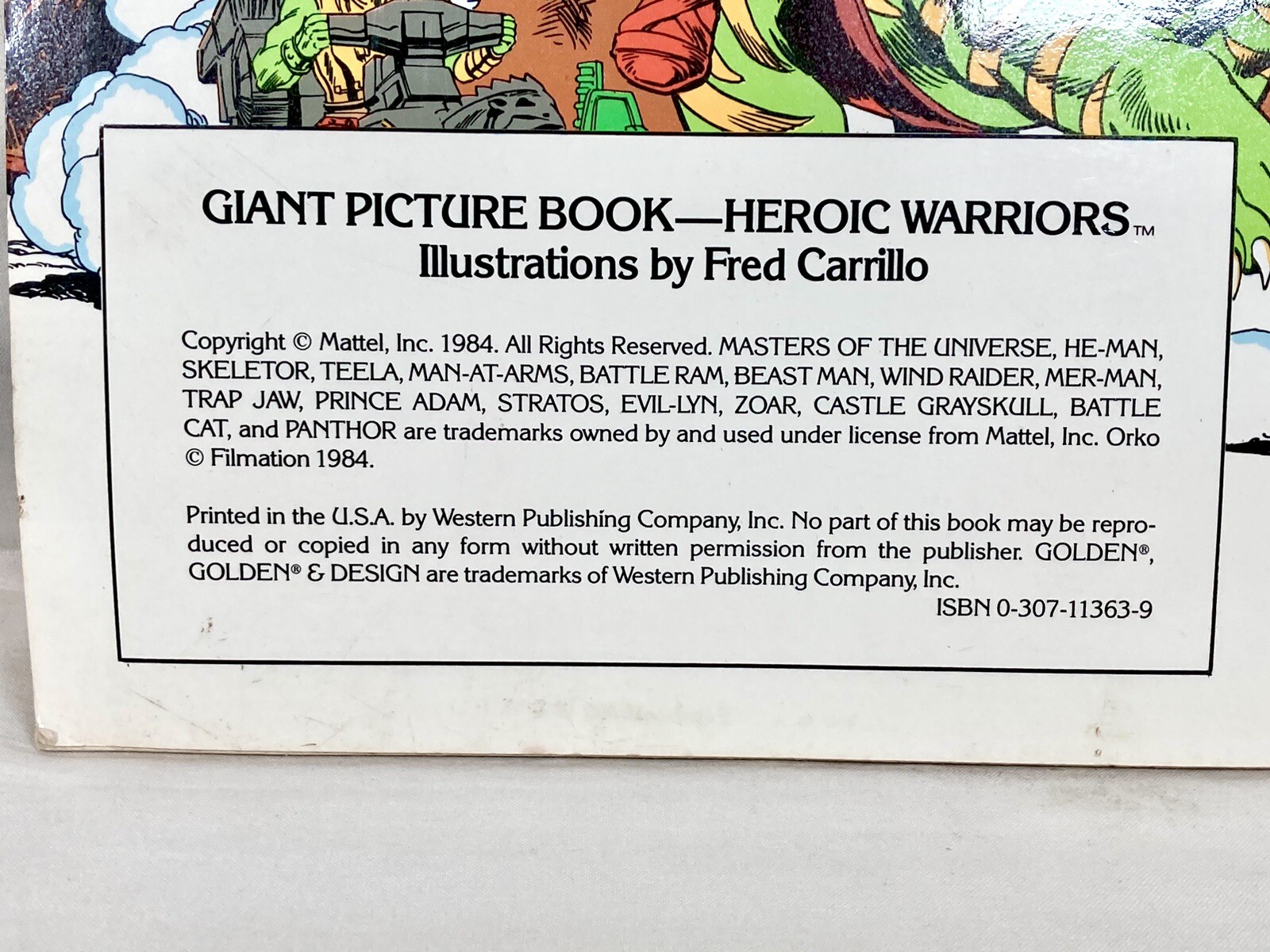 Vintage Masters of the Universe Giant Picture Book Golden Fred Carrillo ...