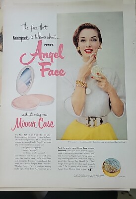 1952 Pond's Angel Face Make-up Powder Compact Mirror Case Vintage Ad | eBay
