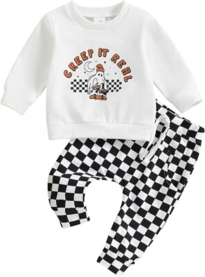 Baby Unisex Halloween “Creep It Real” Long Sleeve Sweatshirt/Pants Set ...