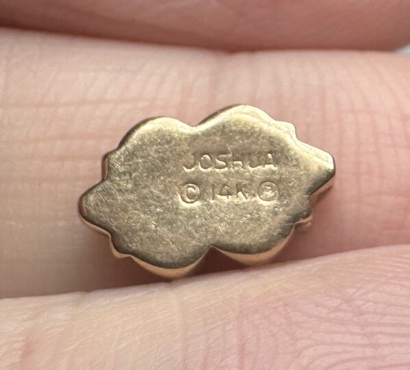 14k Yellow Gold Joshua Pearl And Saphire Bracelet Slide Charm 12mm x ...