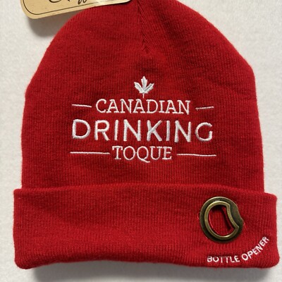 Canadian Drinking Toque Red W/ Bottle Opener Hat River Wear NEW W/ Tag ...