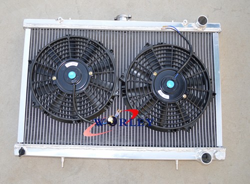 52mm Race Alloy Radiator &12" Fan FOR NISSAN SKYLINE R32 RB20 DET / S13 ...