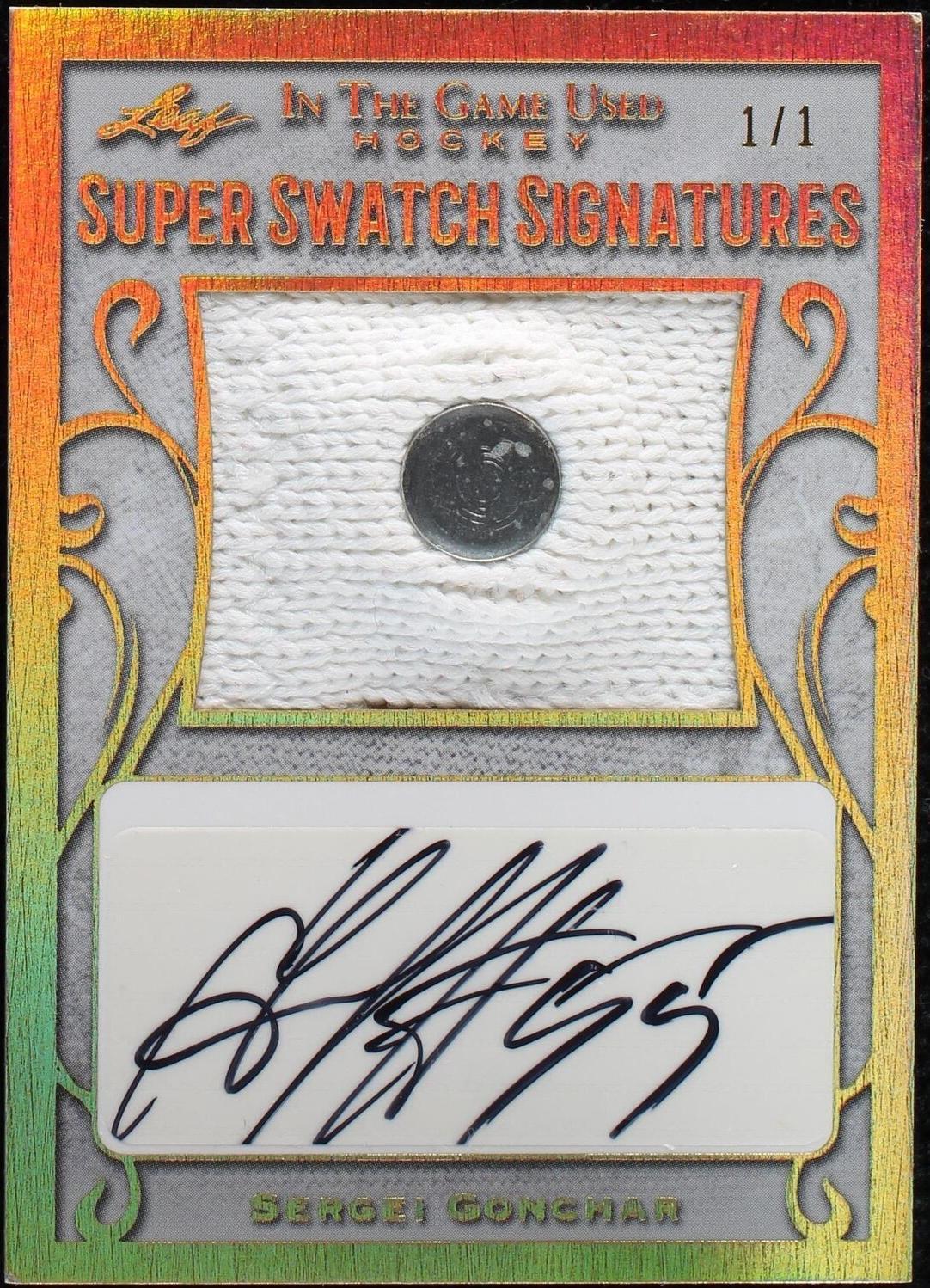 2019-20 Leaf In the Game Used - Super Swatch Signatures Sergei Gonchar ...