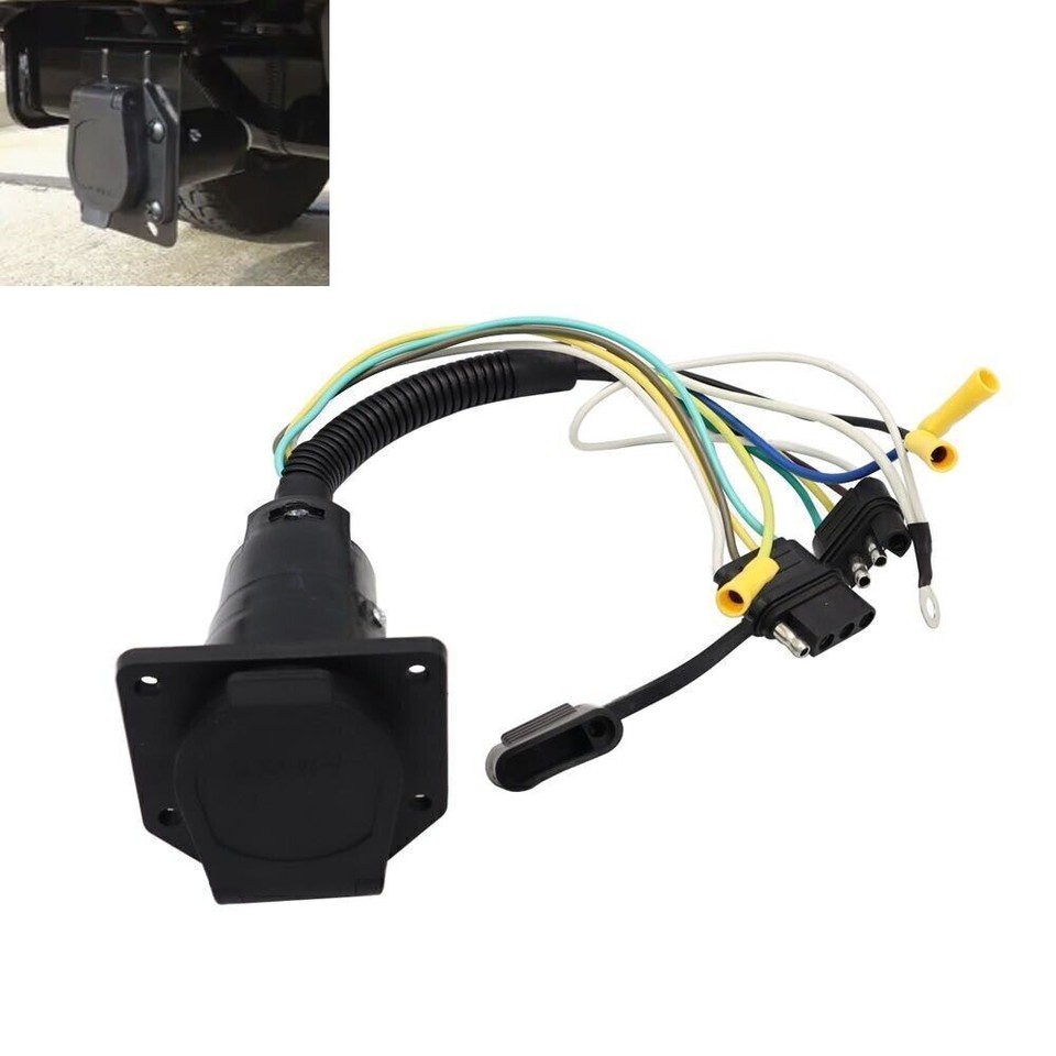 1PC 4-Way To 7-Way Flat Blade Light Adapter For Towing Connector for ...