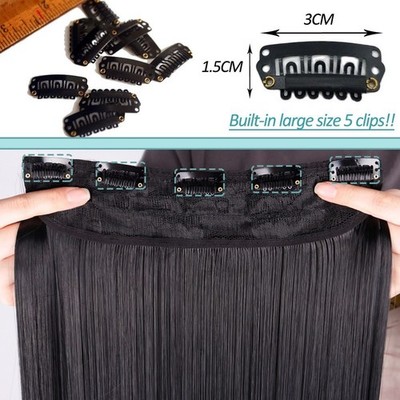 Clip In Hair Extensions 55cm Long Straight 5 Clip Synthetic Fiber for ...
