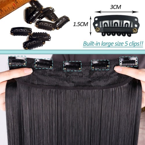 Clip In Hair Extensions 55cm Long Straight 5 Clip Synthetic Fiber for ...