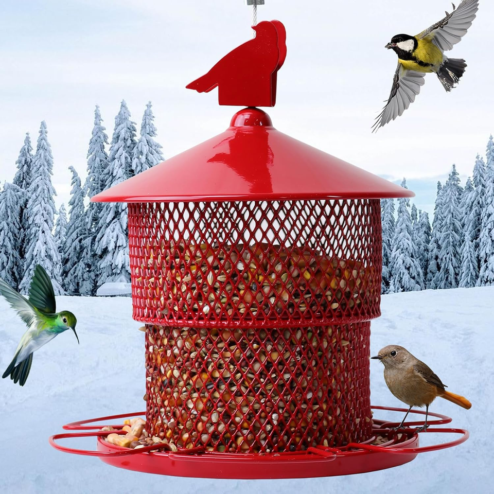 Metal Bird Feeder for outside Hanging, Bird Feeders Squirrel Proof, 4 ...