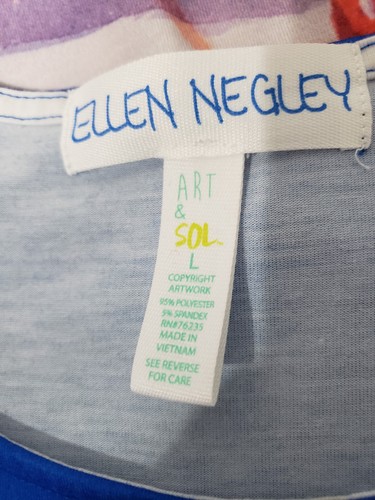 Ellen Negley Midi Dress Size L Coastal Scenic Print Artsy Sleeveless | eBay