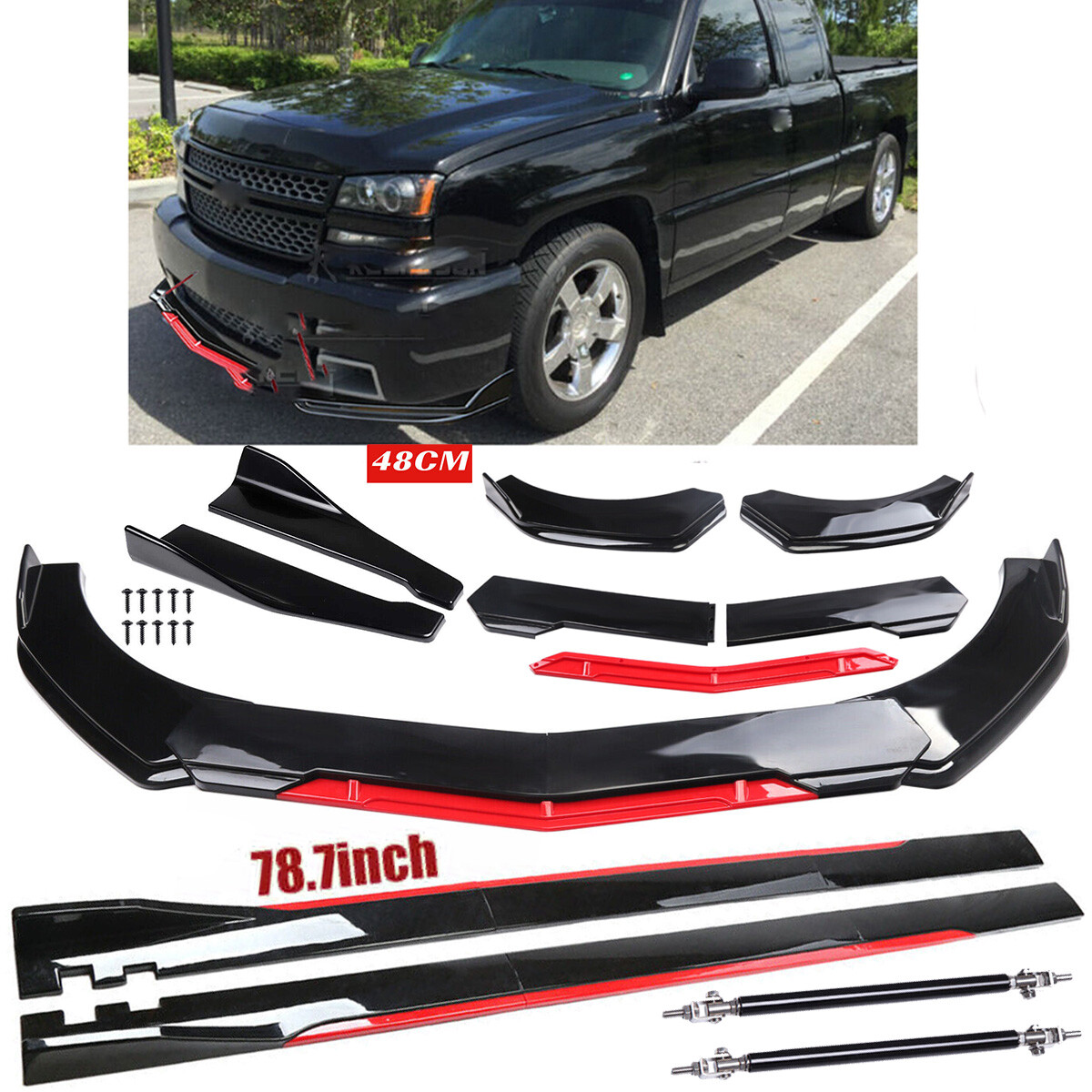 For Chevrolet Silverado 1500 SS Front Bumper Lip Splitter Spoiler ...