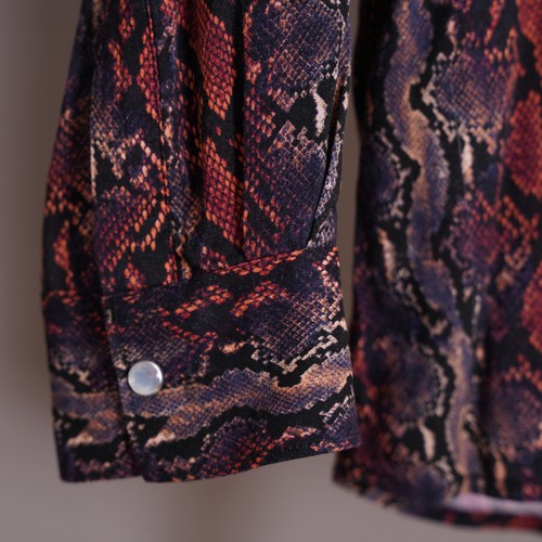 PHIX Pearl Snap Snake Print Shirt Mens Medium 80s Glam Rock Band ...