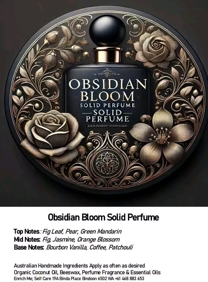 Solid Perfume OBSIDIAN BLOOM Natural Solid Perfume Fragrance Balm 15G ...