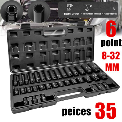 35PCS 6 Point DEEP IMPACT AIR SOCKET Set 1/2"Dr 8mm-32mm Hex Sockets ...