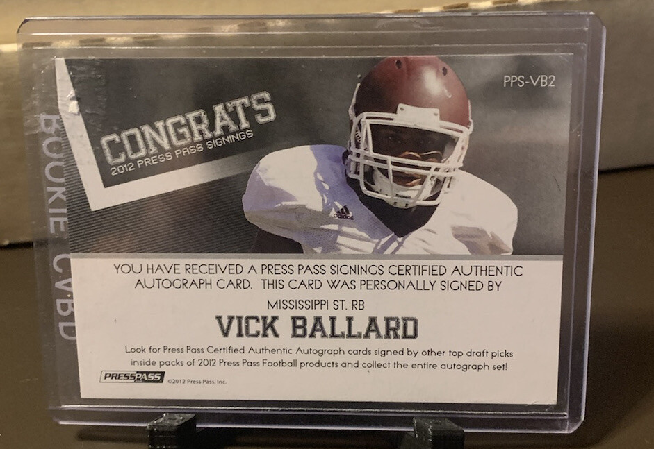 2012 PRESS PASS #PPS-VB2 VICK BALLARD AUTOGRAPH AUTO ROOKIE RC - COLTS ...
