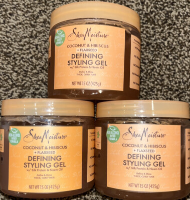 *3* Shea Moisture Coconut & Hibiscus/Flaxseed DEFINING STYLING GEL 15 ...