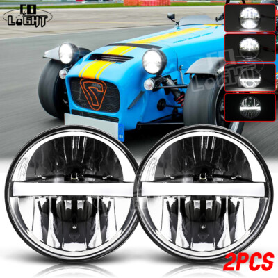 Lotus Caterham 5 3/4" 5.75" Inch Black LED Headlight Headlamp Classic ...