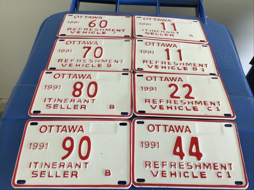 Ottawa Canada License Plates 1991 Lot Of 8 Low # 2 Digit Refreshment ...