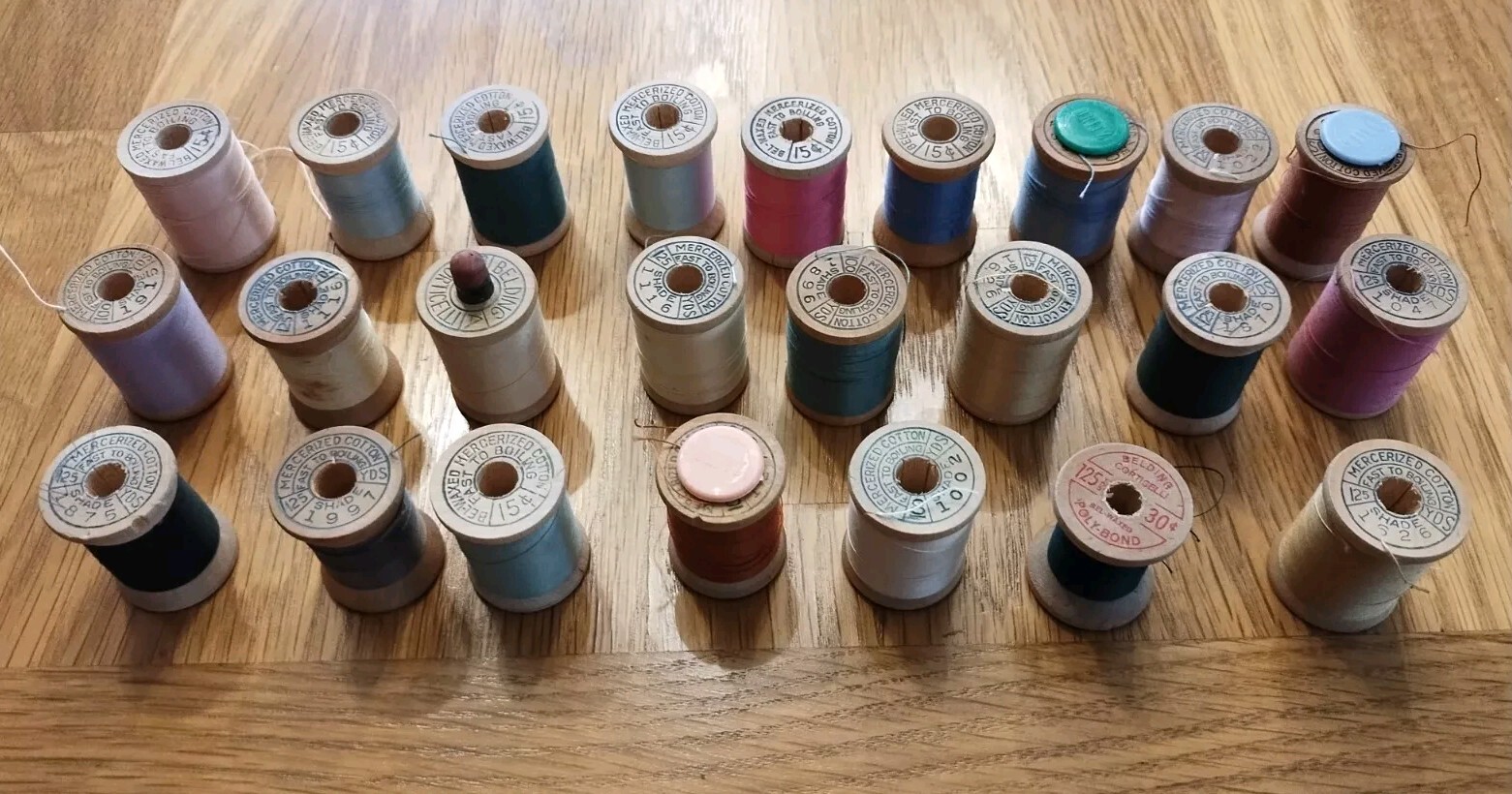 Lot Of 24 Vintage Sewing Thread Wooden Spools Belding Corticelli --# 2 ...