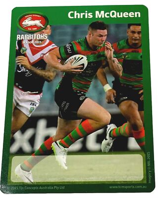 NRL 2015 Chris McQueen South’s Sydney Rabbitohs Autograph Card 15x11cm ...