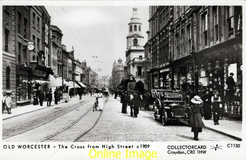Postcard Pamlin Prints: C1150 Old Worcester The Cross from High Street ...