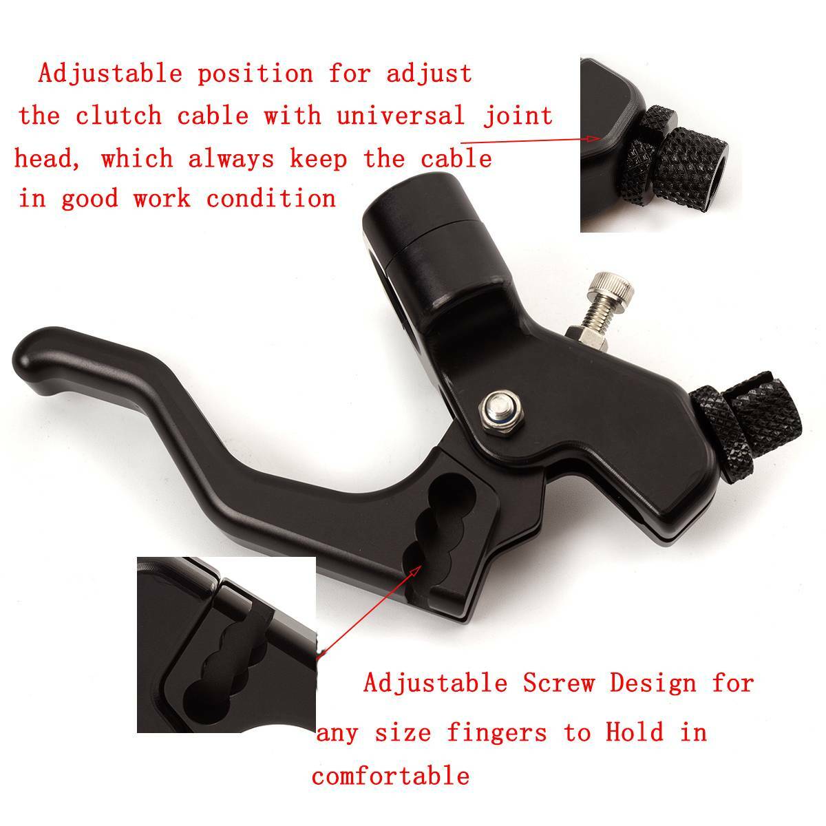 7/8"22mm Universal Short Motorcycle Stunt Cable Clutch Lever Silver ...