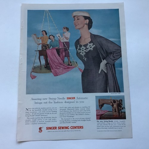 Singer Sewing Machine VINTAGE PRINT AD Swing Needle Sewing Machine 1956 ...