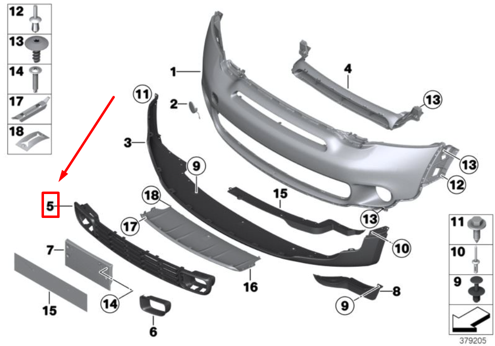 MINI PACEMAN R61 Front Lower Bumper Grille 51119802061 9802061 NEW ...