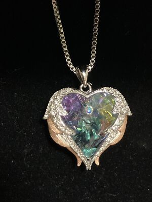 NIB NEW CDE Crystals from SWARDOVSKI Angel Wing Heart Jewelry Pendant ...