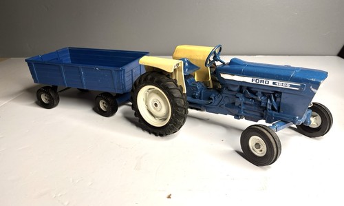 Vintage ERTL Farm Tractor & Wagon Set Blue Model 4600 Metal Diecast Toy ...