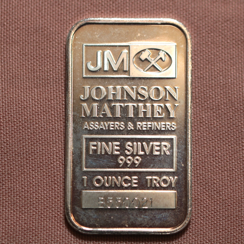 Johnson Matthey Logo Back 1 oz .999 Fine Silver Bar S/N B550021 Free ...