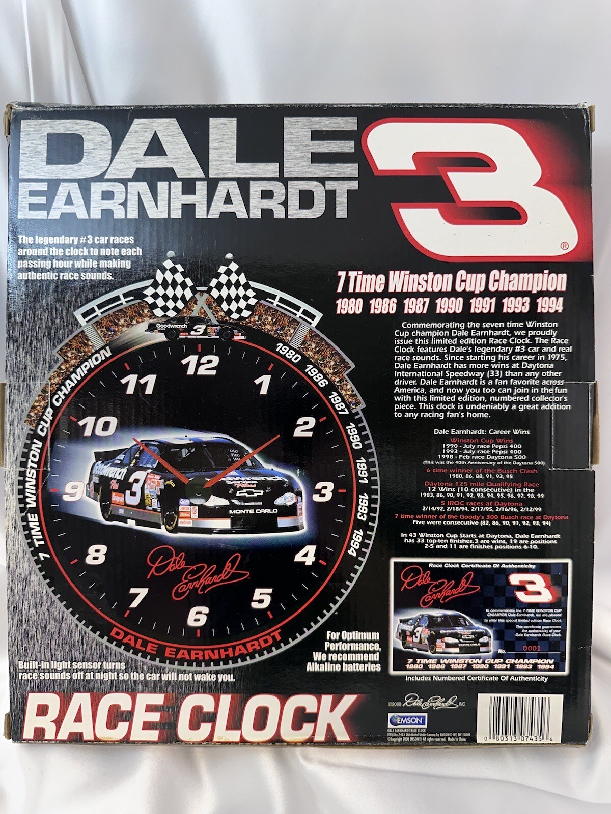 NIB VTG Emson Official NASCAR #3 Dale Earnhardt Sr. Racing 3D Quartz ...