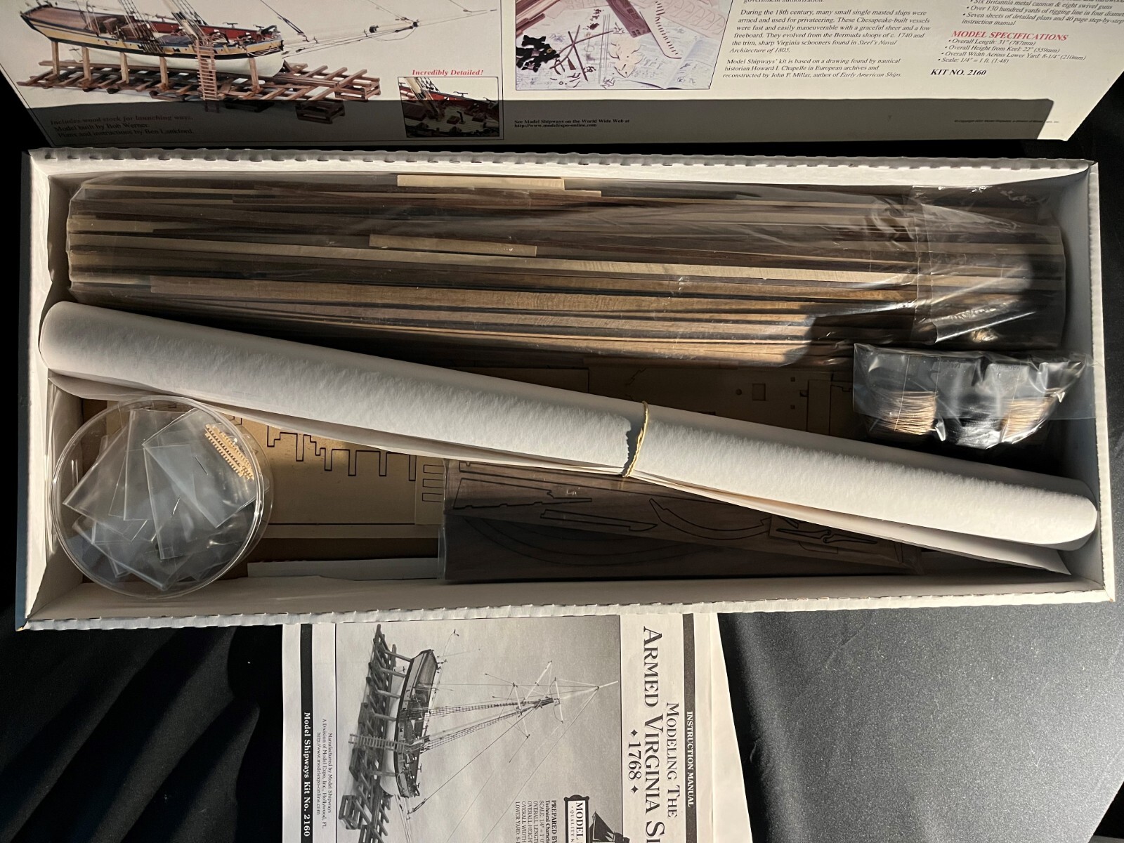 AMERICAN PRIVATEER ARMED VIRGINIA SLOOP 1768 1:48 SCALE WOOD & METAL ...