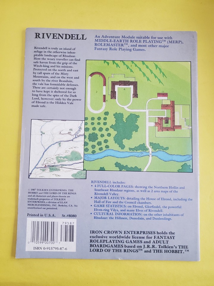 ICE MERP Rivendell The House of Elrond Adventure Module Middle Earth ...