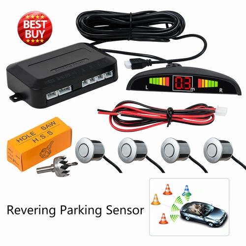 Car Rear Reversing Parking 4Sensors Backup Reverse Kit Radar Alarm ...