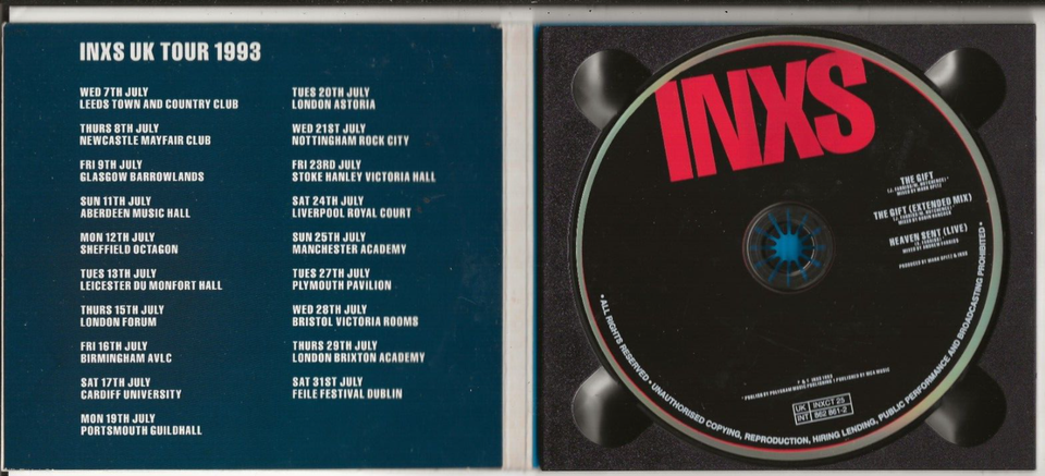 INXS THE GIFT 3-TRACK (ONE LIVE) LIMITED EDITION CD SINGLE FROM UK, IN ...