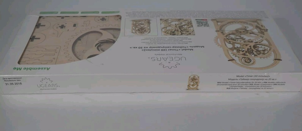 UGears 20 Minute Timer Mechanical 3D Wood Gears Model Kit 107 Parts New ...