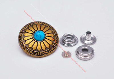 10X Brass Sun Flower Leathercraft Turquoise Concho Snap Button ...