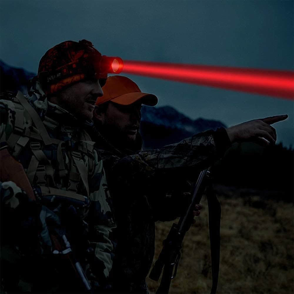 50000 Lumens Hunting Red Light Rechargeable Headlamp LED Tactical Head ...