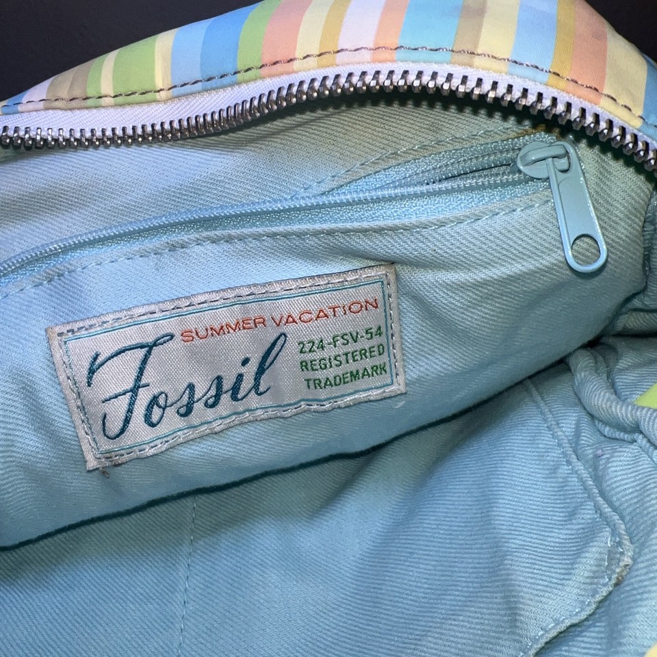 Fossil Striped multicolor canvas backpack Women’s Designer Purse with ...