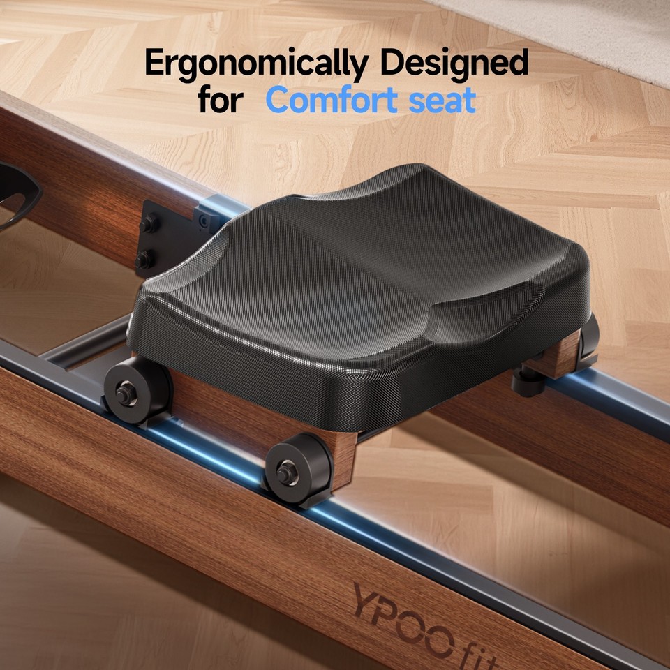 Foldable Rowing Machine Wood 350LBS Capacity Smooth Space-Saving Design ...