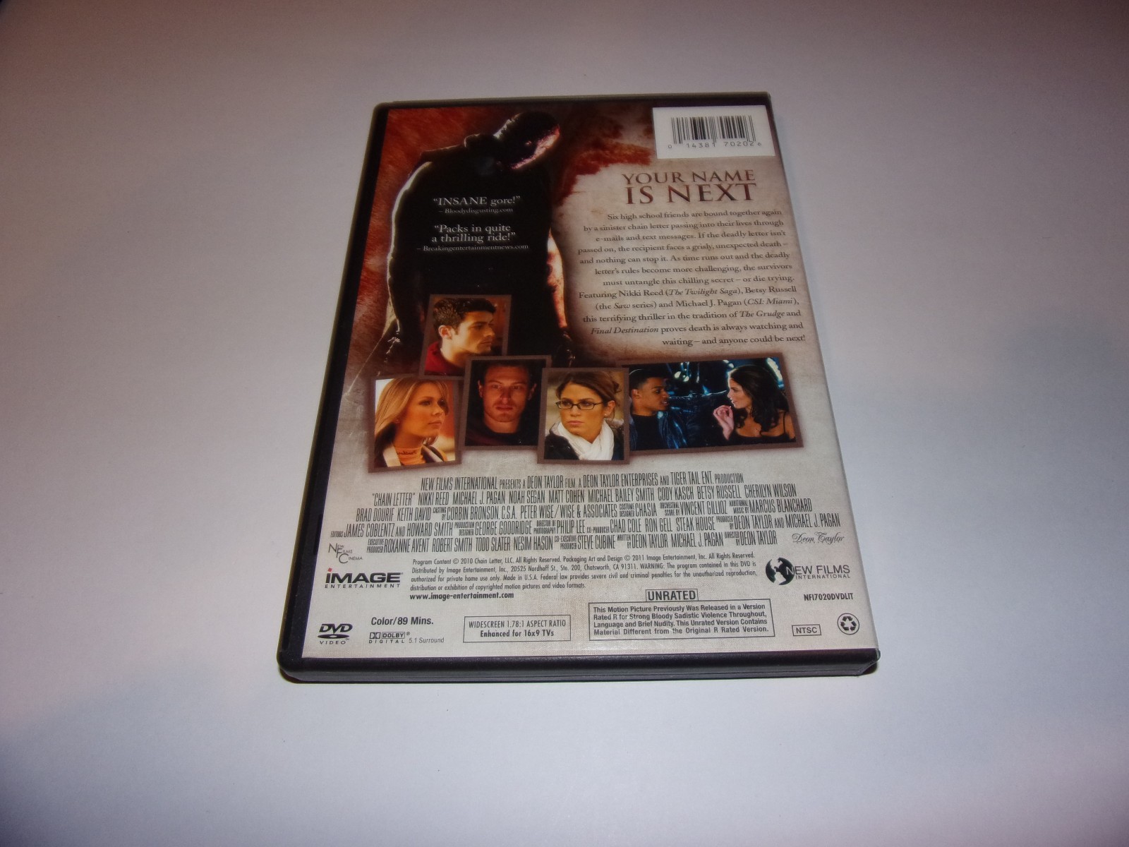 Chain Letter (DVD, 2009, Unrated) Horror / Gore / Nikki Reed ...
